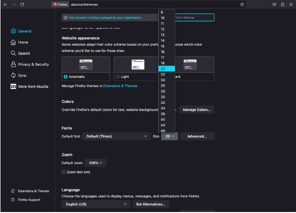 How do I change the font size/zoom on the Washington Post website ...